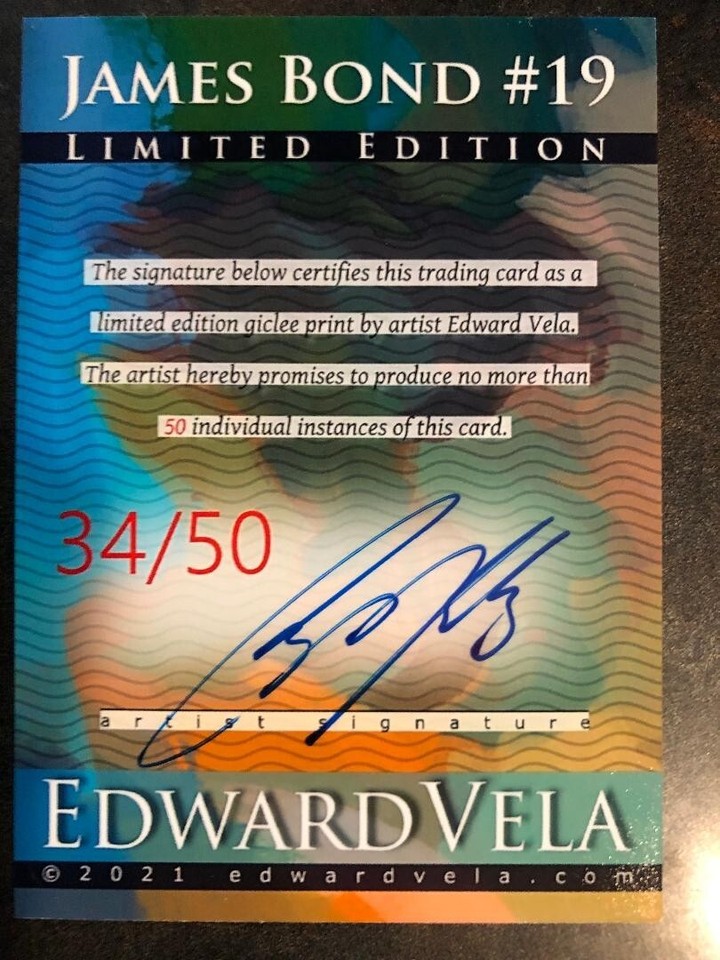 James Bond Artist Signed Giclee Print Card #19 34/50 2021 Sean Connery ...