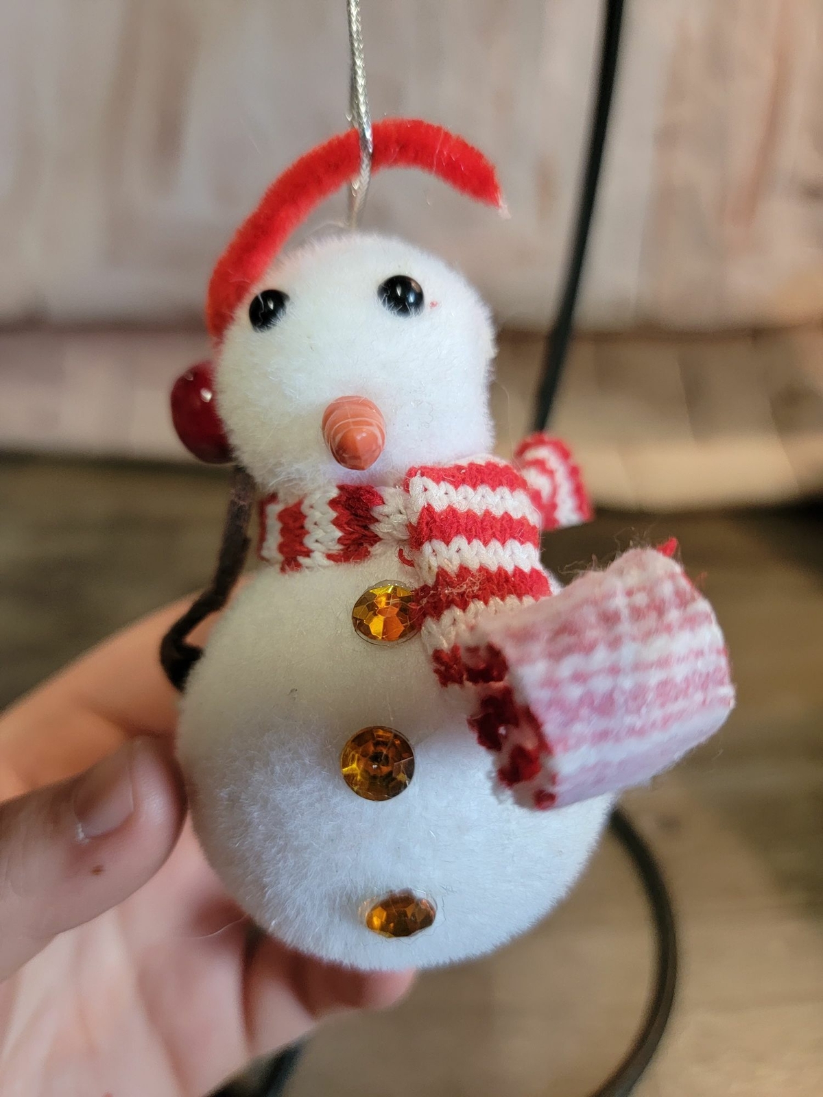 Earmuff AS IS puff ball snowman ornament Xmas | eBay
