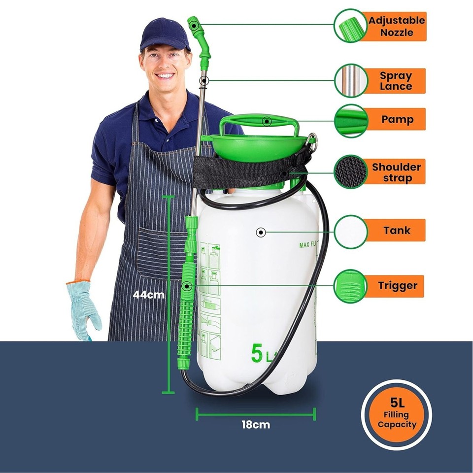 5L Garden Pressure Sprayer – Multi-Purpose Pump Action Bottle | eBay UK