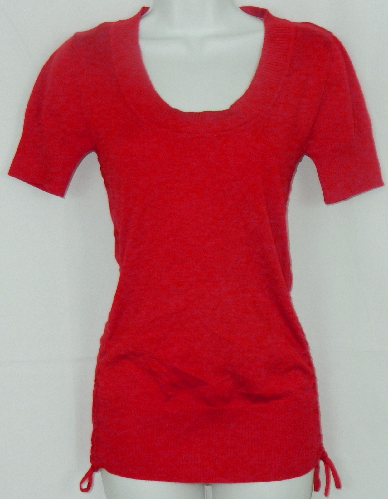 XOXO Women's Knit Top Sz S Red Sweater Top Fitted Adjustable Length EUC ...