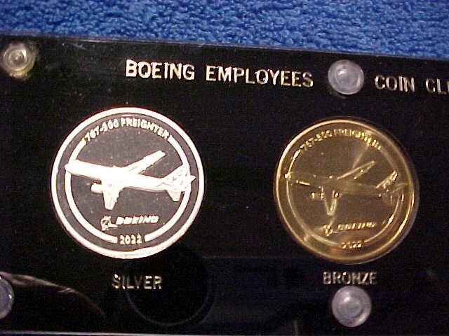 2022 BOEING EMPLOYEEs COIN CLUB Silver Pewter Bronze 767-300 767 Set of ...