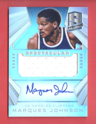 2014-15 SPECTRA Marques Johnson SP AUTO/JUMBO JERSEY PRIZM CARD #SSMJ # ...