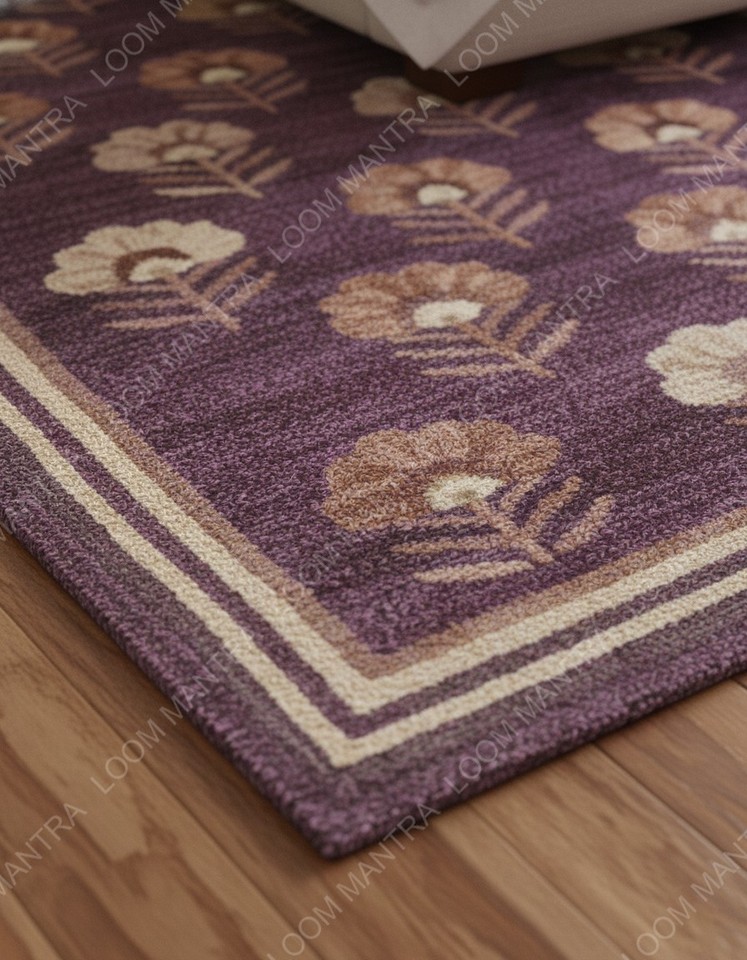 Beautiful Hand Tufted Wool Floral Area Rug Purple Plum Botanical Living ...