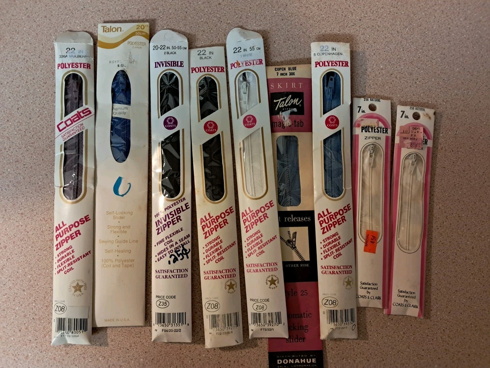 Vintage Zipper Lot of 9 New in Package Zippers Various Colors Sizes ...