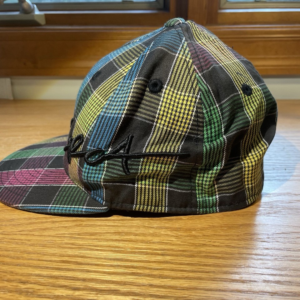 CIRCA Brand Fitted Hat Multicolor Plaid Size 7 1/4 Embroidered Logo SKU ...