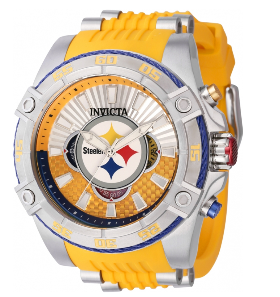 Invicta NFL Pittsburgh Steelers Men's 52mm Yellow Chronograph Watch ...