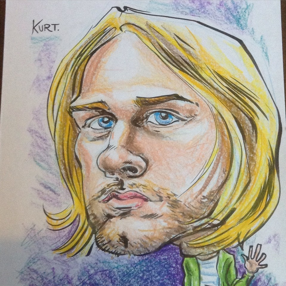 KURT COBAIN Original Caricature Art 8.5" x 11" FREE SHIPPING | eBay