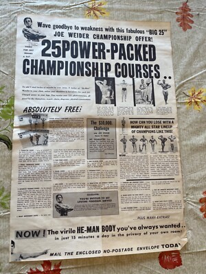 VTG 1959 JOE WEIDER 25 POWER- PACKED CHAMPIONSHIP COURSES POSTER ...
