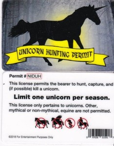 UNICORN HUNTING PERMIT / driver's license / fake id card Drivers ...
