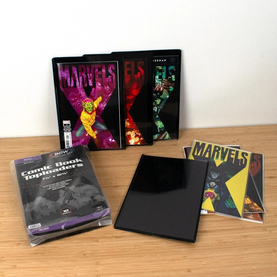 20 BCW Black Comic Book Toploaders (Silver Age) Rigid Plastic Top load ...