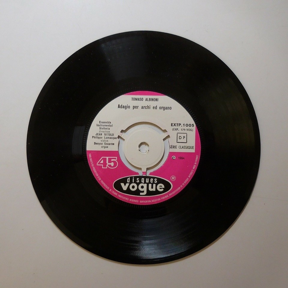 Tomaso Albinoni Jean-Sebastien Bach Extp1005 Vinyl Record 45 RPM N8188 ...
