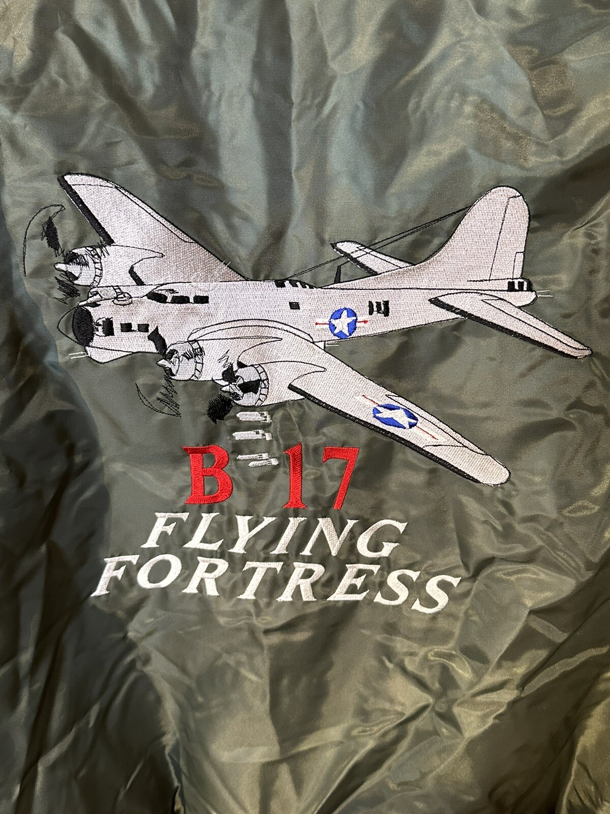 B-17 Green Flying Fortress Bomber B MA1 WWII Bomber Jacket embroidered ...