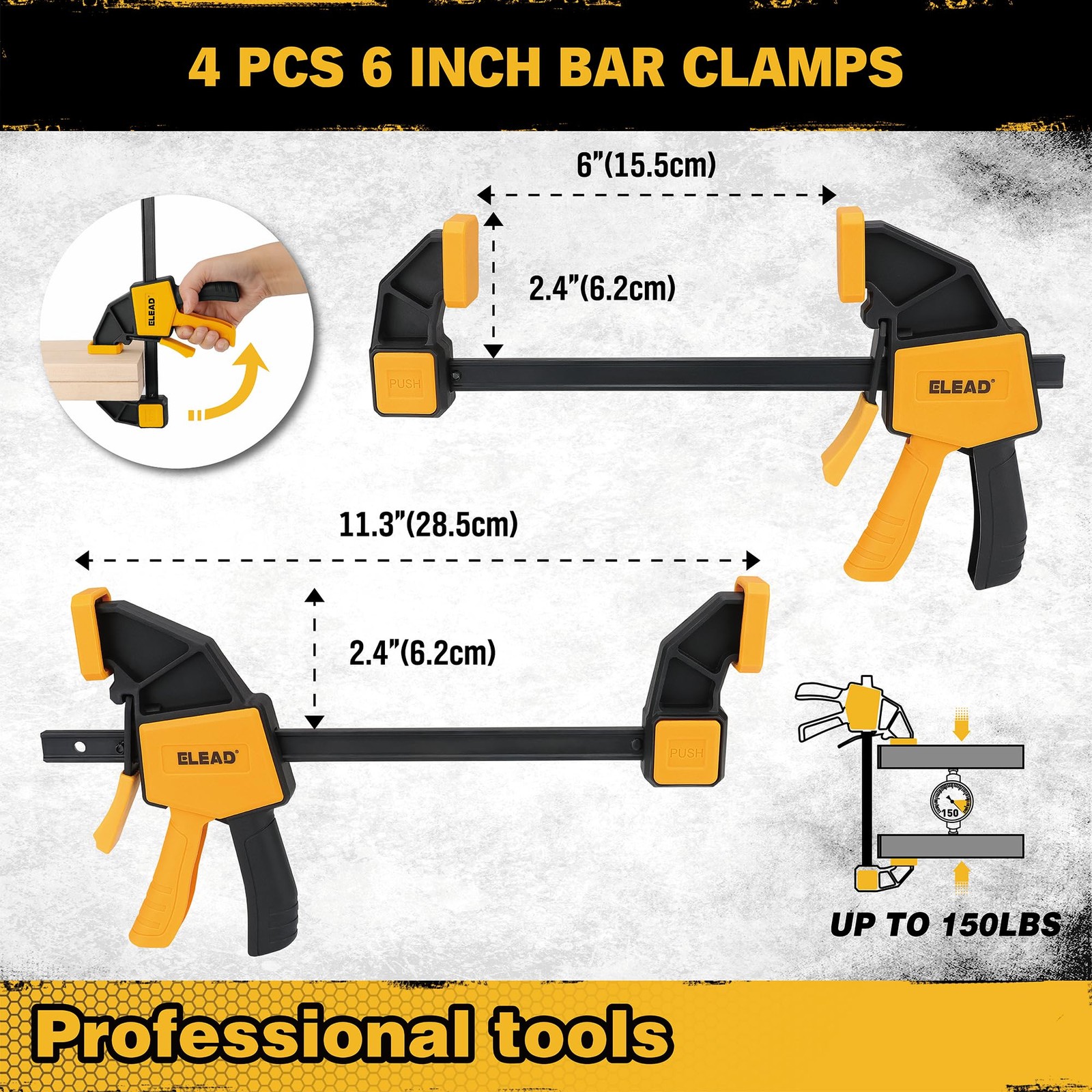 8-Piece Clamps for Woodworking - 4 Pcs 6 inch Bar Clamps 4 Pcs Heavy ...