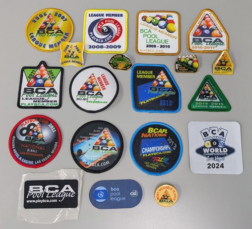 BCA Pool League lot of Patchs, Badges, and pins. World Championship ...