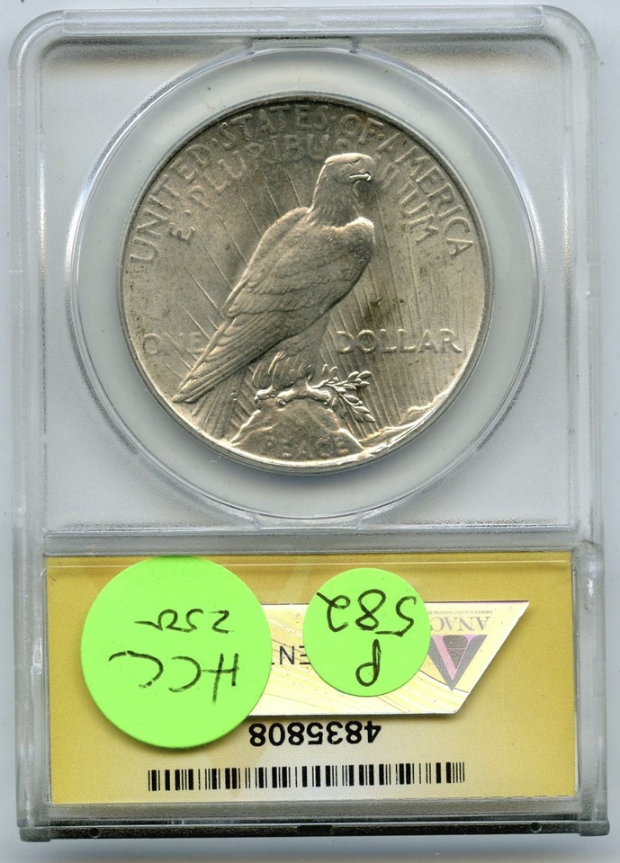 1935 Peace Silver Dollar ANACS MS62 Struck on Defective Blank - P582 ...