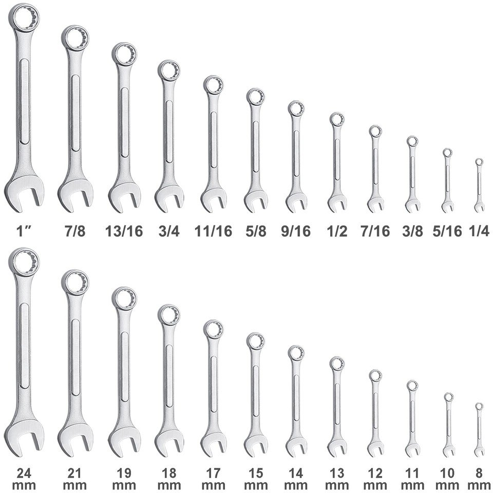 24-Piece All-Purpose Master Combination Wrench Set with Roll-up Pouch ...