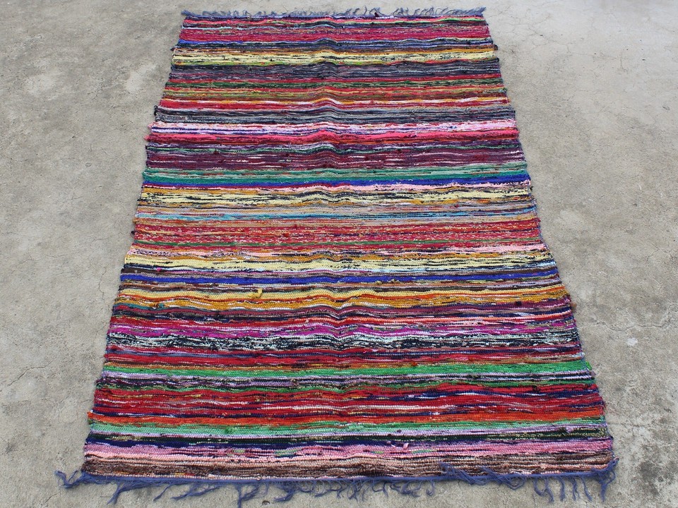 Indian Handmade Cotton Chindi Rug Home Decor Area Rag Rug Recycle ...