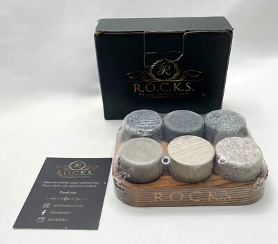 Whiskey Chilling Stones - Set of 6 Handcrafted Whisky Granite Sipping ...