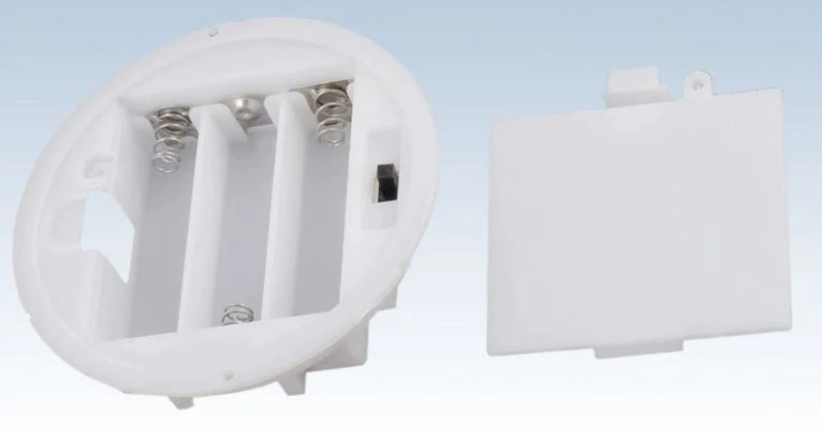 3xAA White Round Battery Holder Panel Mount Case with Tabs Switch Lid ...