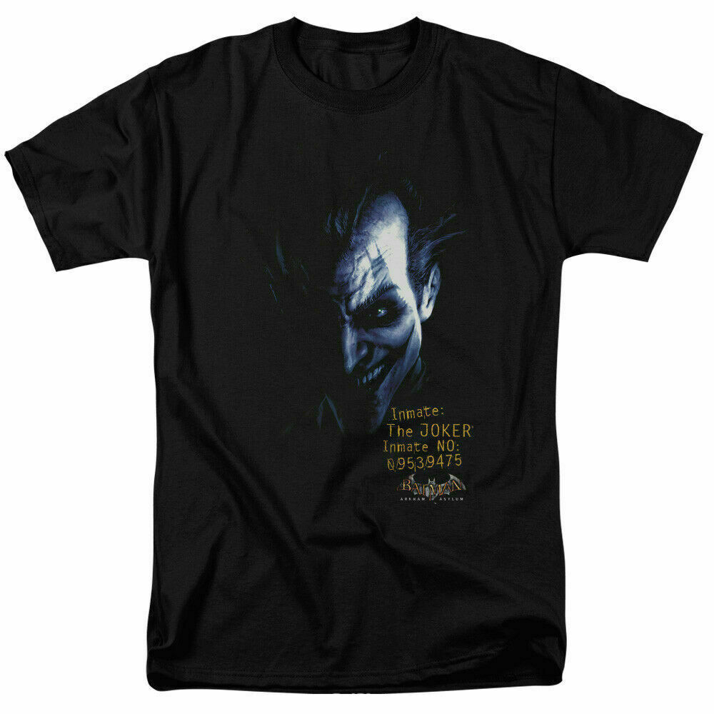 The Joker Inmate Arkham Joker T Shirt Licensed Comic Book Tee Black | eBay