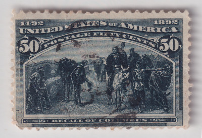 US Scott #240 50c 'Recall of Columbus' Columbian Stamp. Used. CV $175 ...