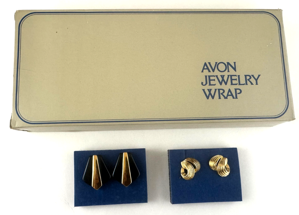 VINTAGE AVON JEWELRY WRAP ORGANIZER MIDNIGHT BLUE PLUS 2 AVON EARRINGS NOS | eBay