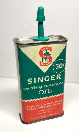 Singer Sewing Machine Oil can 1960s 30 cent price - 1/3 full - VINTAGE ...