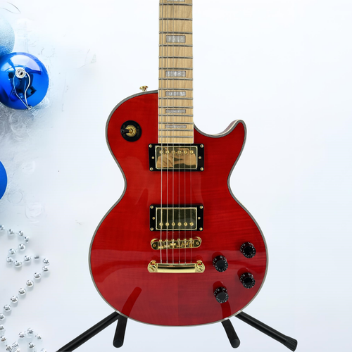 Custom Chibson LP Red Electric Guitar Gold Part Mahogany Body Maple ...