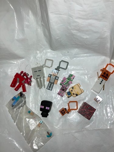 MINECRAFT FIGURES DANGLERS HANGERS LOT GHAST ZOMBIE PIGMAN SNOW ...
