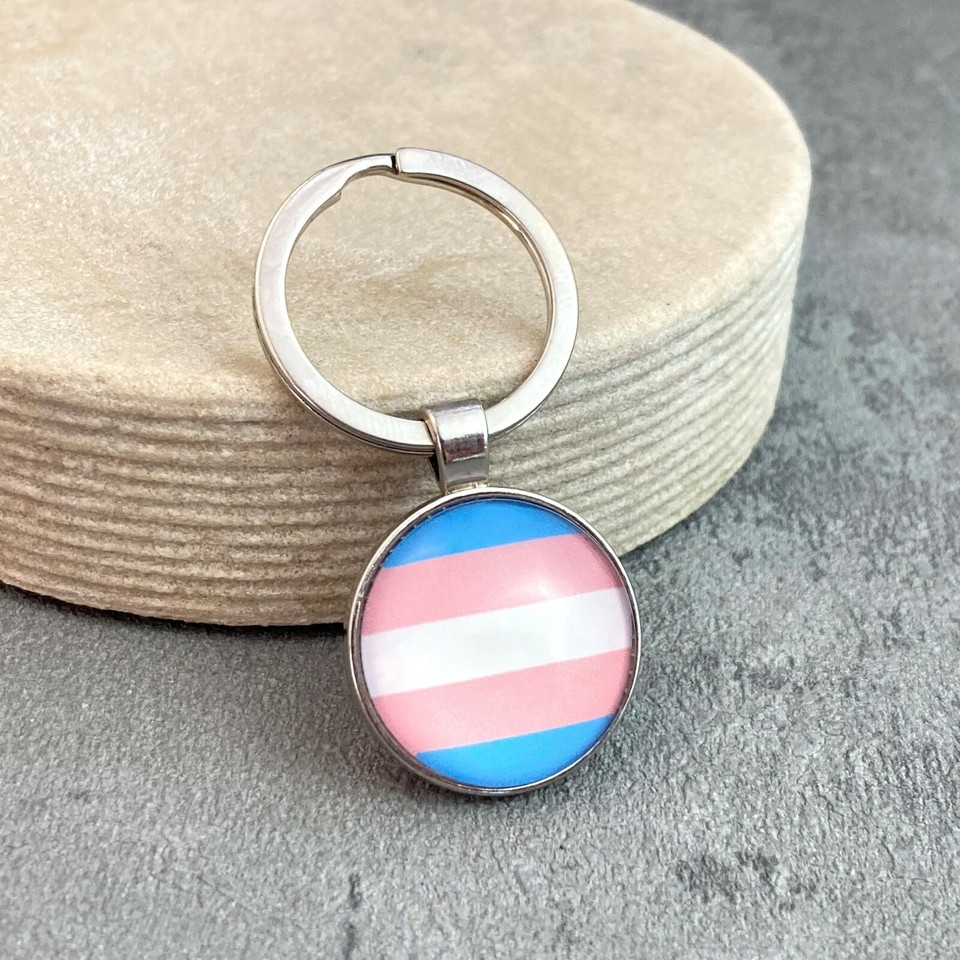 LGBT Keychains Key Chain Ring Transgender Trans Blue Pink White Striped ...