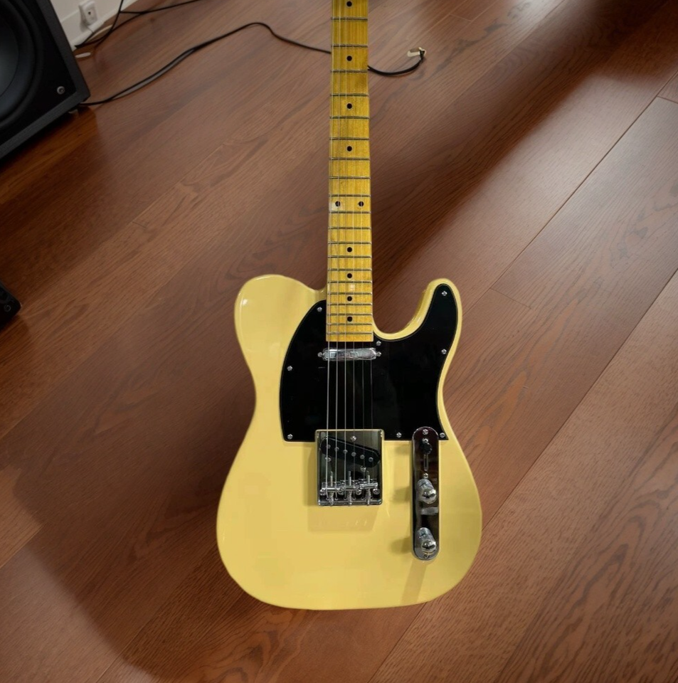 Tele Electric Guitar Cream Yellow Color Mahogany Body Maple Fretboard ...