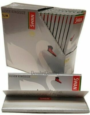 SWAN SILVER King Size Slim Smoking Rolling Papers Box of 50 Booklets ...