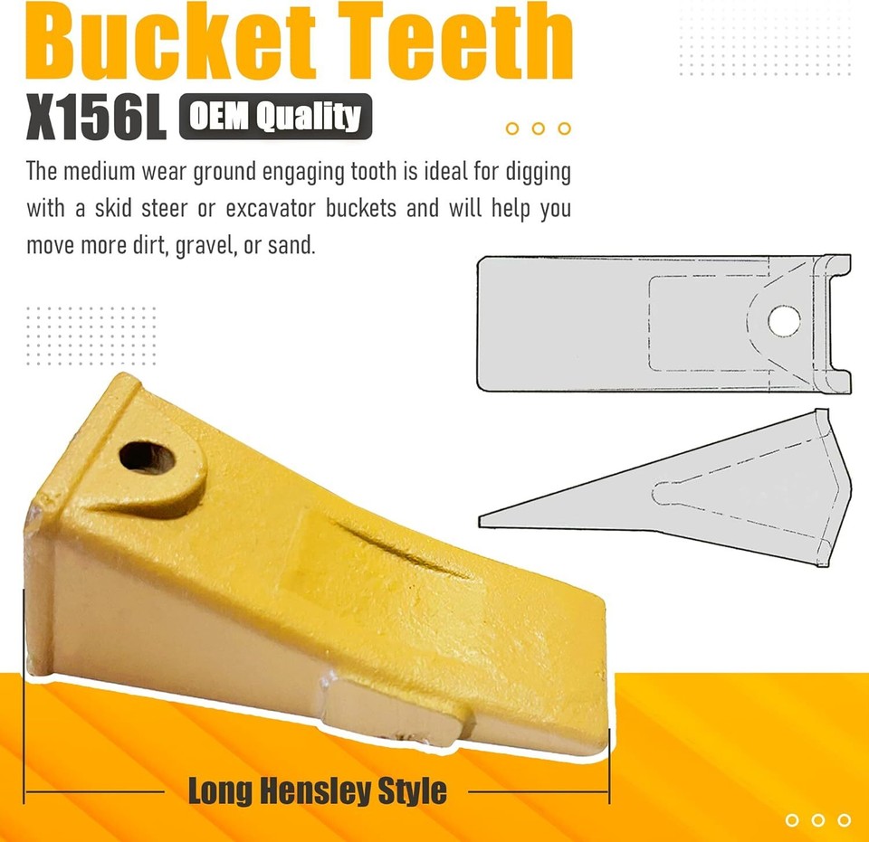 X156L Long Bucket Teeth Dirt Teeth with P156 Roll Pins for Digging ...