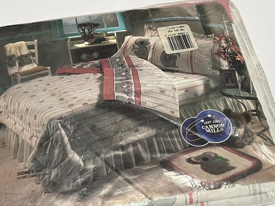 Vintage 1987 Canon Mills Sydney 7M6 Koala Print Full Flat Top Sheet ...