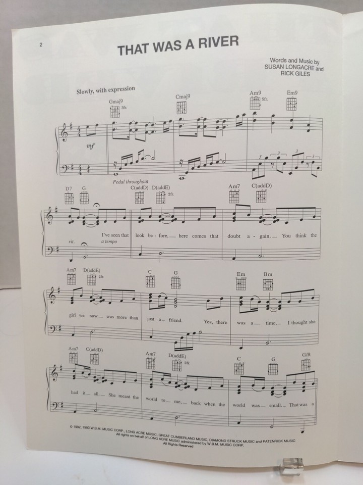 That Was A River Collin Raye Sheet Music Piano Guitar 80s Country F1P ...