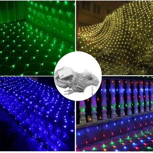 Solar LED String Fairy Lights Net Mesh Curtain Xmas Wedding Garden In ...