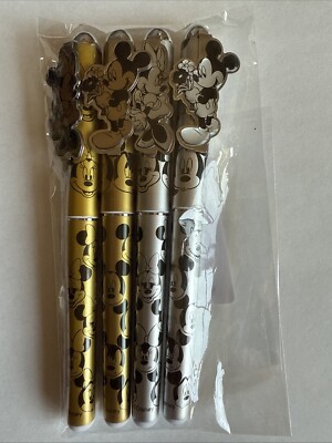 4 PC SET: Disney Mickey and Minnie Mouse Ball Point Pens Silver and ...