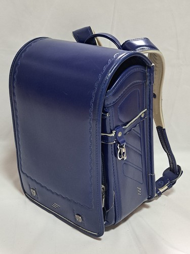 Used Japanese Randoseru Leather School Backpack Blue Bag from Japan ...