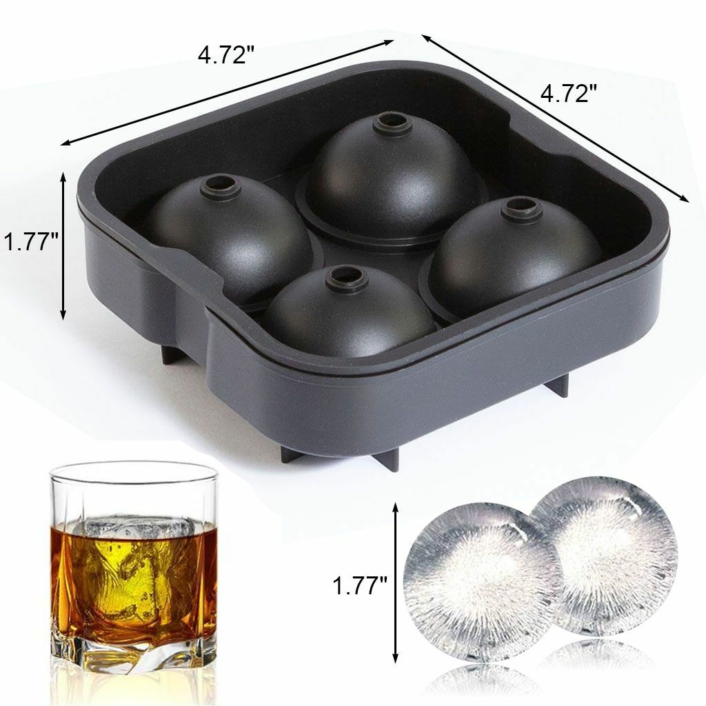 Round Ice Cube Ball Maker Tray Silicone Sphere Mold Bar Whiskey ...