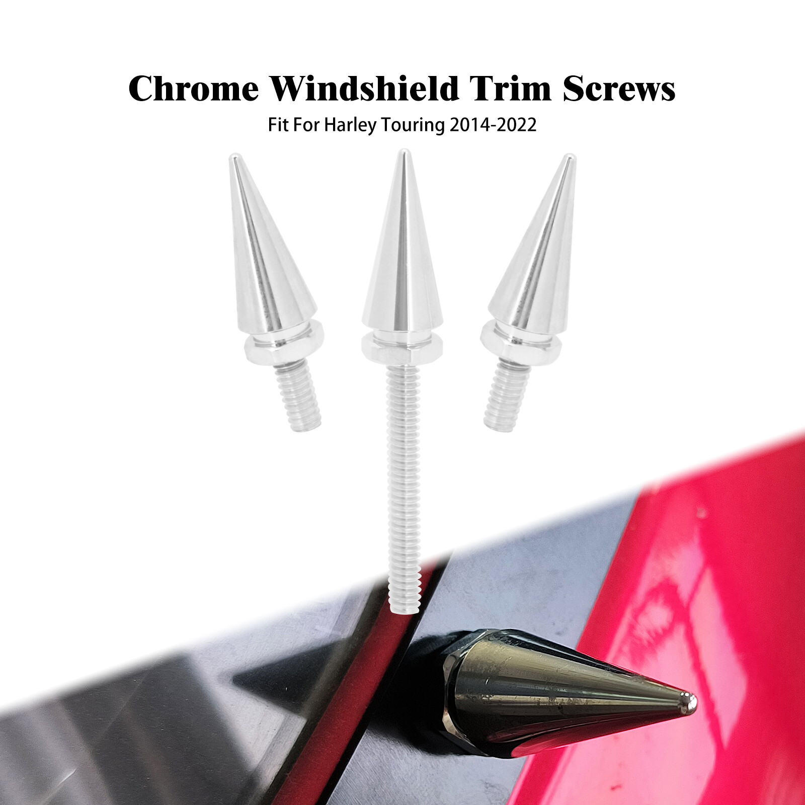 Chrome Spikes Batwing Fairing Windshield Trim Bolts Fit For Harley ...