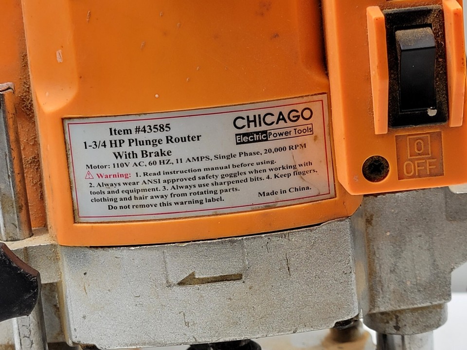 Chicago Electric Power Tools 1 3/4 HP Plunge Router with Brake Model ...