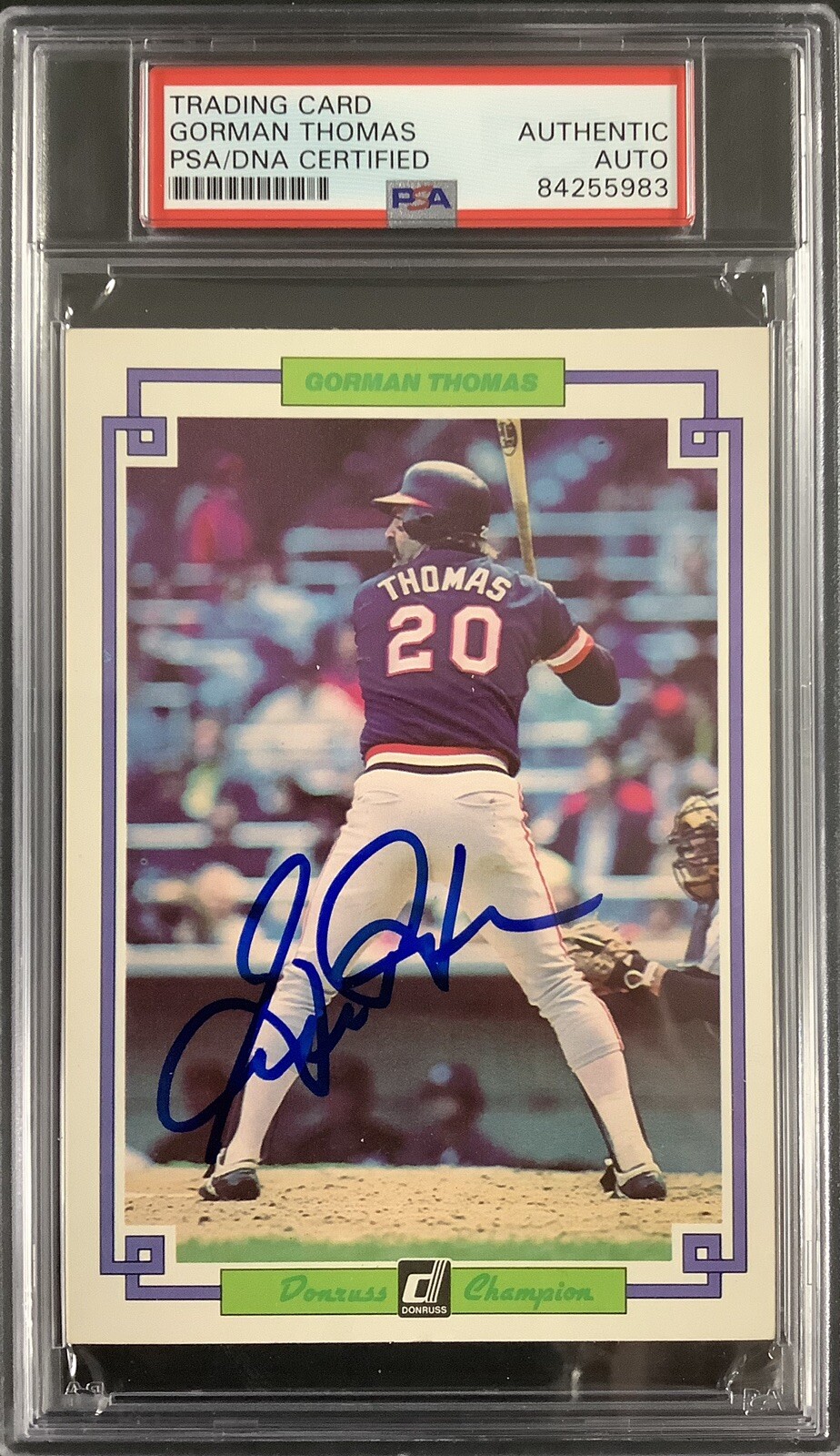 Gorman Thomas Signed 1984 Donruss Grand Champion #5 Autograph Card PSA ...
