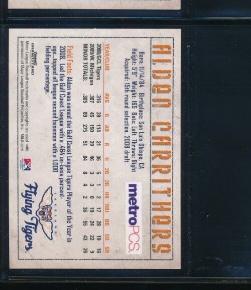 2010 Grandstand Alden Carrithers Lakeland Tigers Signed Autograph ...