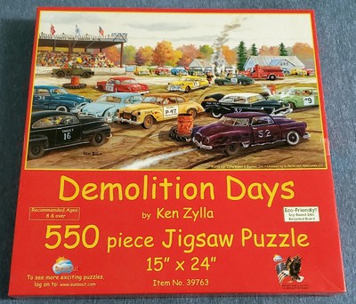 ☆RARE☆ SUNSOUT "DEMOLITION DAYS" 550 PIECE JIGSAW PUZZLE (15x24") by ...