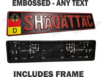 GERMAN BLACK WITH RED, EURO STYLE TAG, BMW, European LICENSE plate, ANY ...