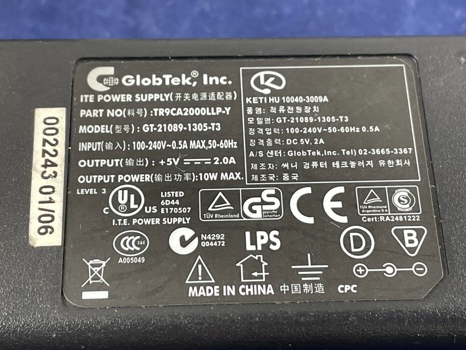 GlobTek ITE Powersupply AC Adapter GT-21089-1305-T3 EW | eBay