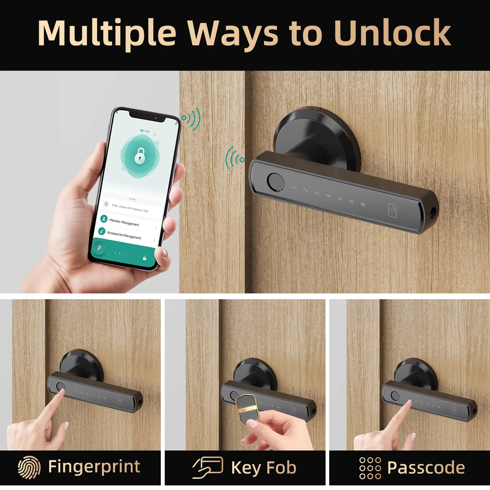 Smart Lock Fingerprint Door Lock App Control TYPE-C Interface Passcode ...