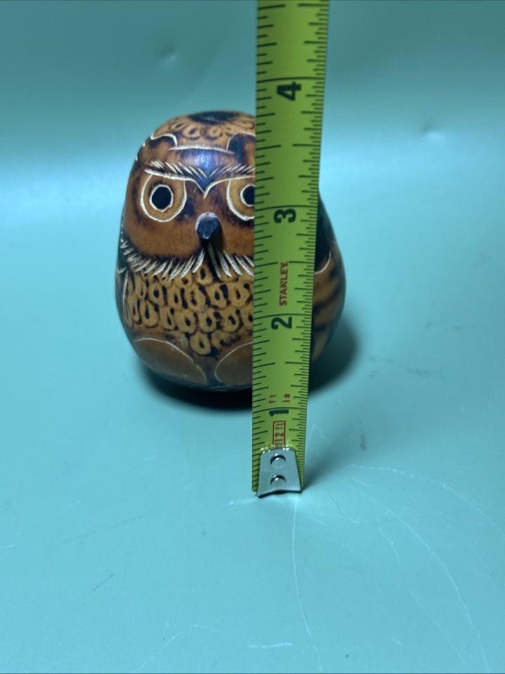 Hand Carved And Painted Owl Gourd, Rattle Figure | eBay