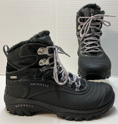 MERRELL Glacier Shell Hiking Boots Sz 8 Waterproof Rubber Fleece ...