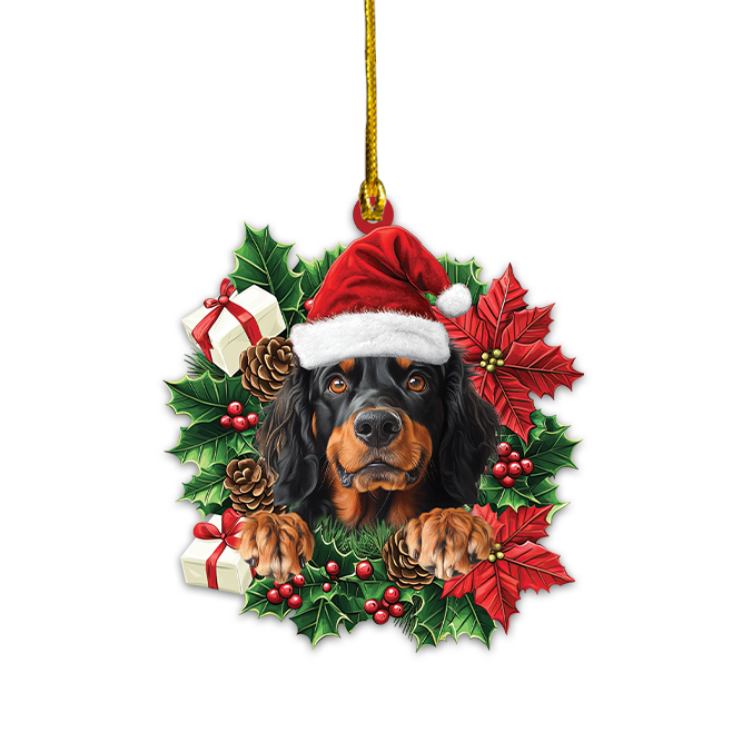 Personalized Gordon Setter Dog Christmas Wreath Ornament, Dog Hanging ...
